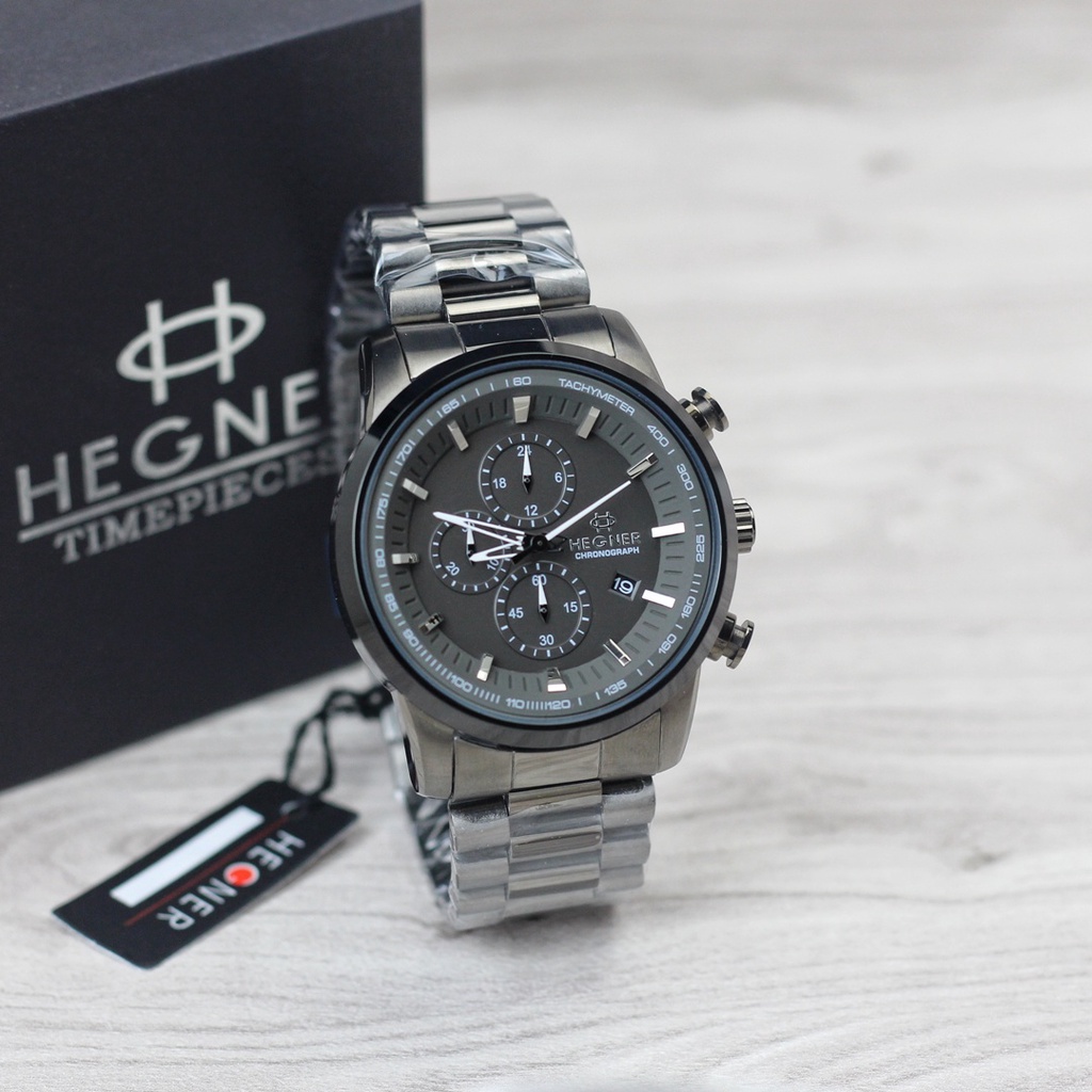 Jual Jam Tangan Pria Hegner 1679 Chronograph Rantai Stainless Steel ...