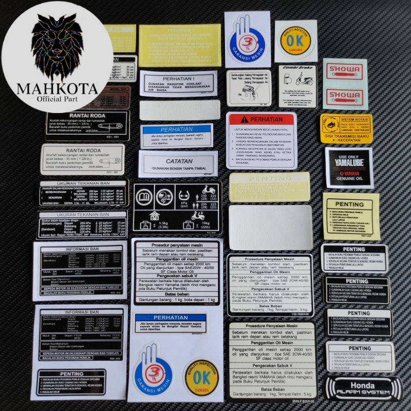Jual Stiker warning perhatian ok garansi yamalube informasi ban ...