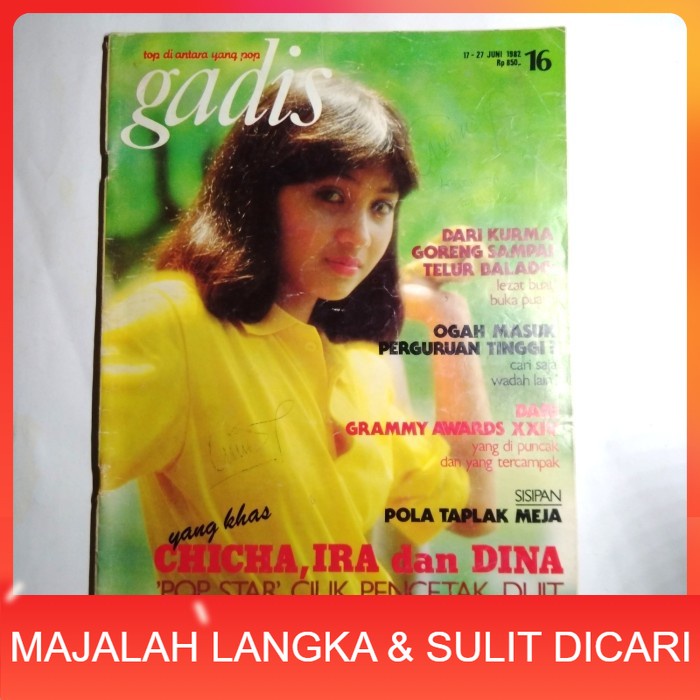 Jual Majalah GADIS No.16 Jun 1982 Cover DINA MARIANA Langka | Shopee Indonesia