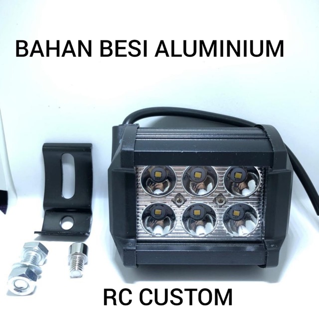 Jual Lampu sorot led bar cree 6 mata 18w kotak 12v lampu tembak worklight motor mobil tembus ...