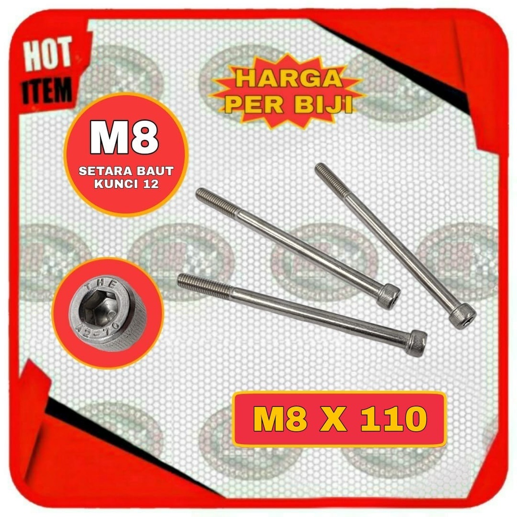 Jual BAUT L STAINLESS M8X110 SETARA UNTUK BAUT KUNCI 12 PANJANG 110 MM ...