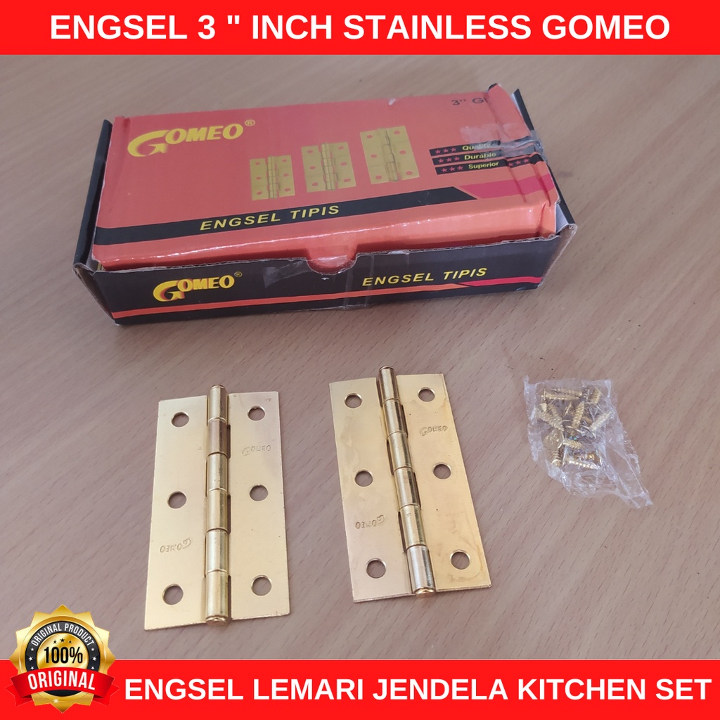 Jual Engsel Lemari Kayu Stainless 3" inch Gomeo Kecil Engsel Plat Tipis ...
