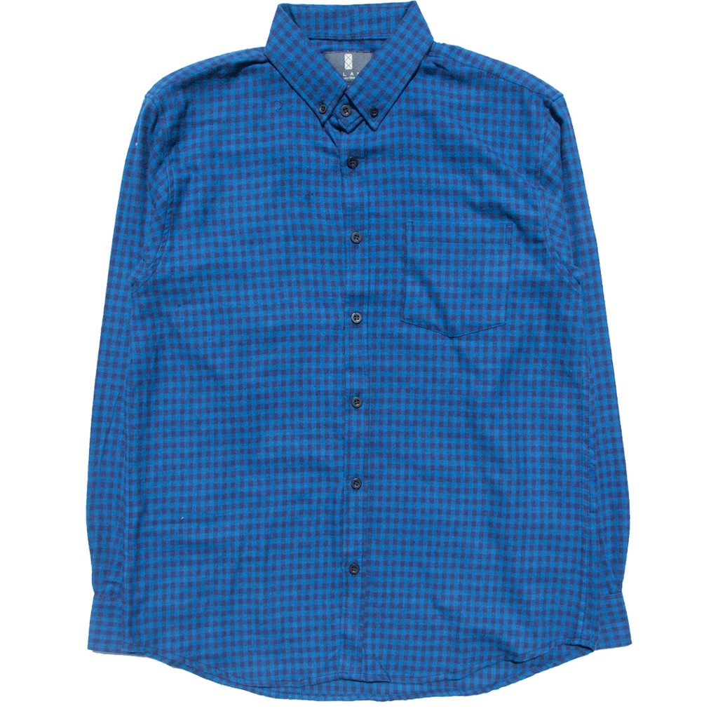 Jual Belamy Kemeja Flannel Biru Dark Blue Gingham | Shopee Indonesia