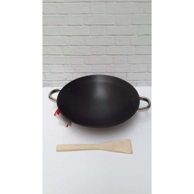 Jual BIMA WAJAN BESI HITAM TEFLON RINGAN 40 CM WOK KUALI SERBAGUNA ...