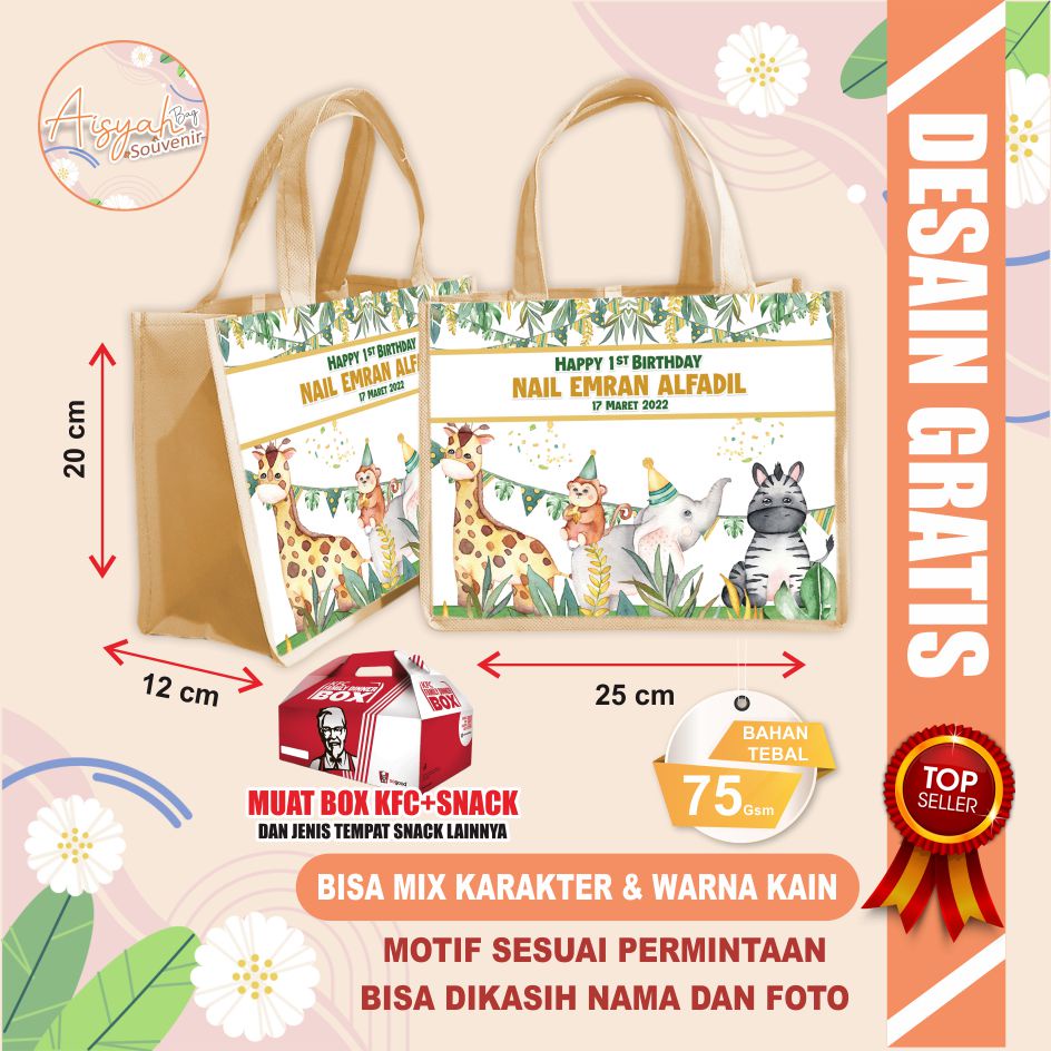 Jual tas ulang tahun anak / tas ultah / tas ultah souvenir / tas animal ...