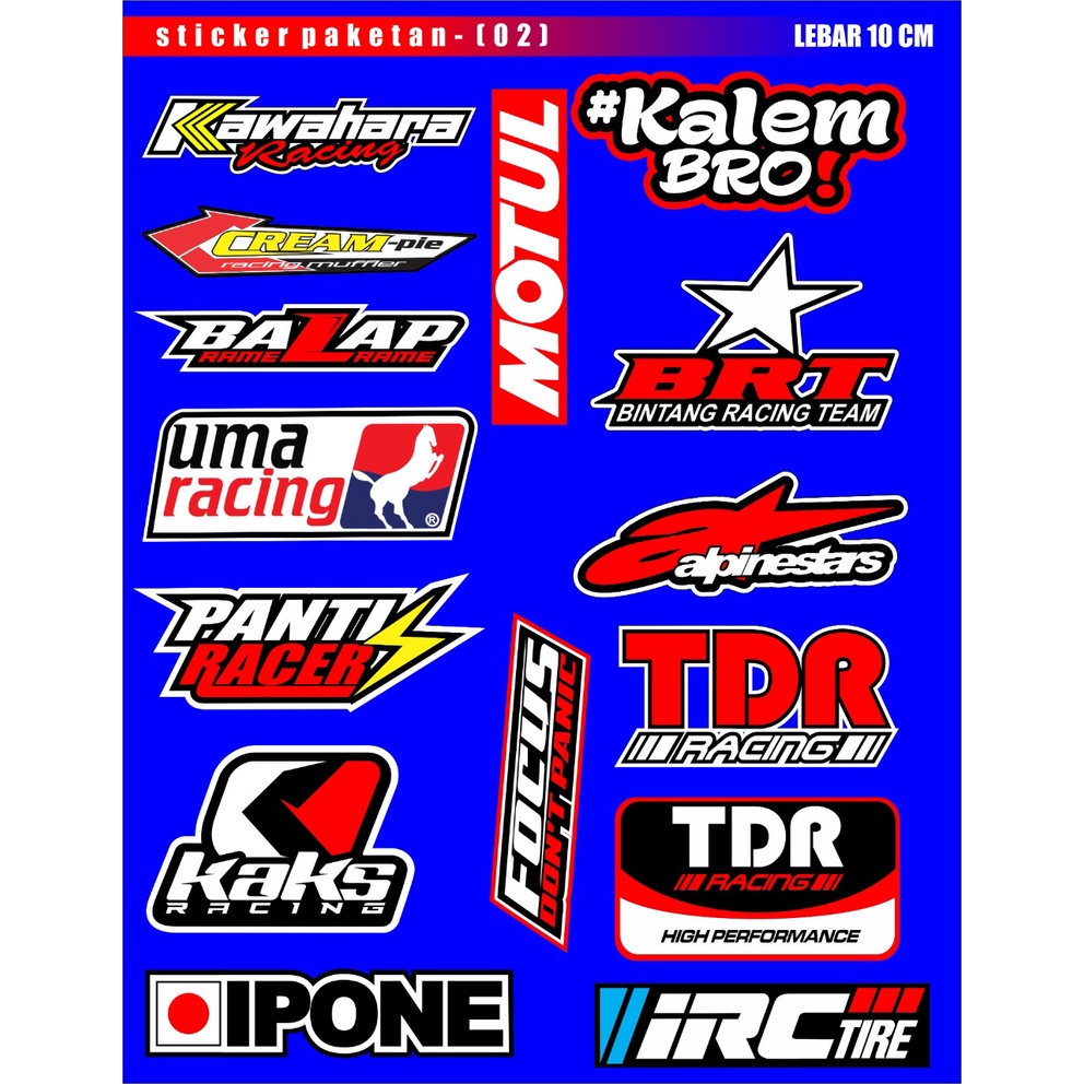 Jual Stiker Racing 1 pack isi 10-15 sticker / sticker racing ukuran ...