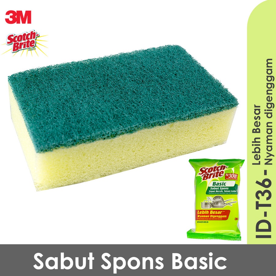 Jual 3M Scotch Brite Sabut Spons Cuci Piring Basic ID T36 | Shopee ...