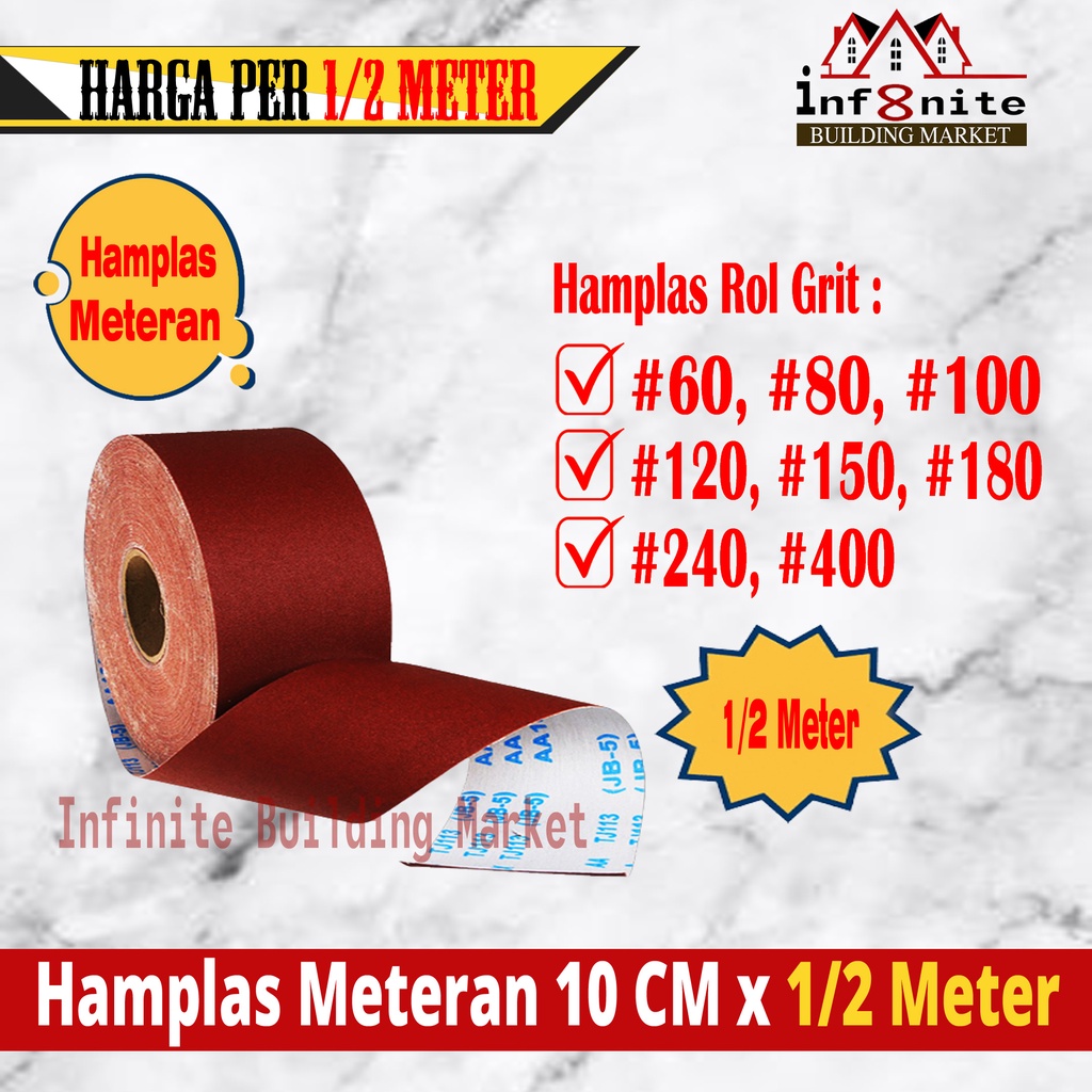 Jual Hamplas Meteran Amplas Ampelas Meteran Kertas Gosok 10 Cm x 1/2 ...