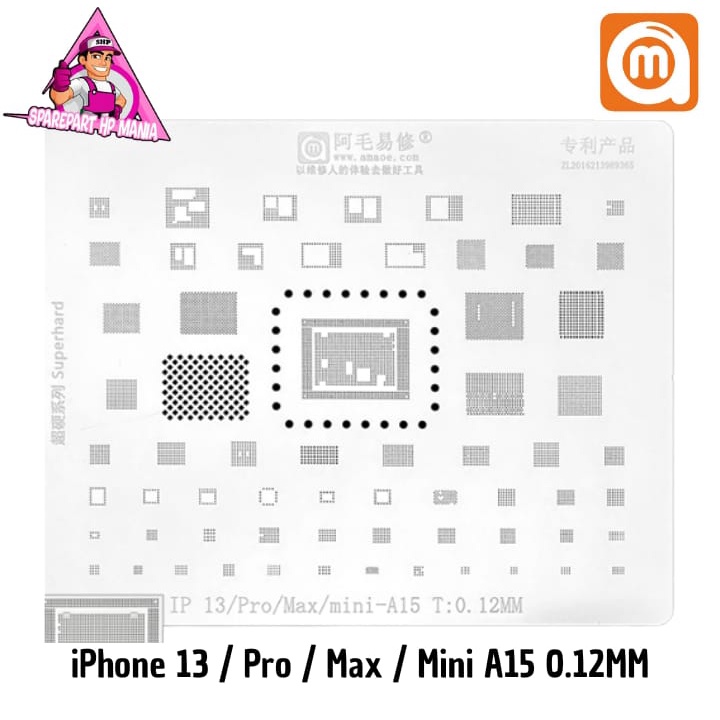 Jual PLAT CETAKAN IC BGA AMAOE A15 IP 13 PRO MAX MINI STENCIL ORIGINAL | Shopee Indonesia