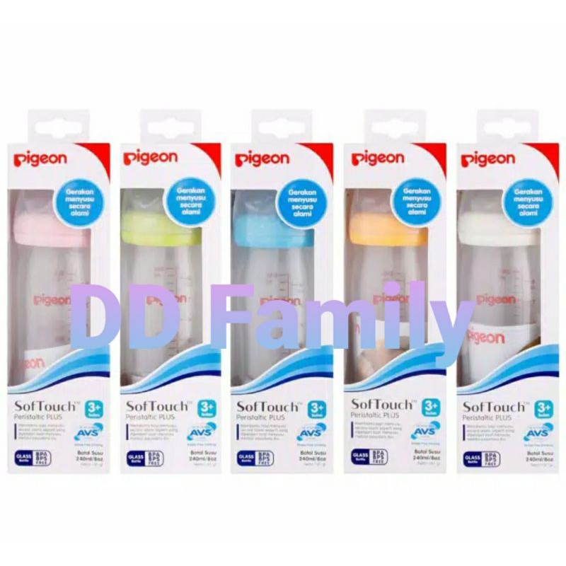 Jual Botol Susu Pigeon Wide Neck 240ml / Botol Susu Pigeon 240ml peristaltic plus | Shopee Indonesia