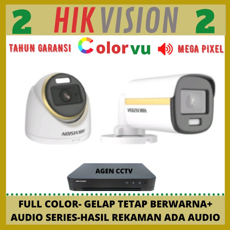 Jual PAKET CCTV HIKVISION COLORVU 2MP 4 CHANNEL 2 KAMERA AUDIO SERIES ...