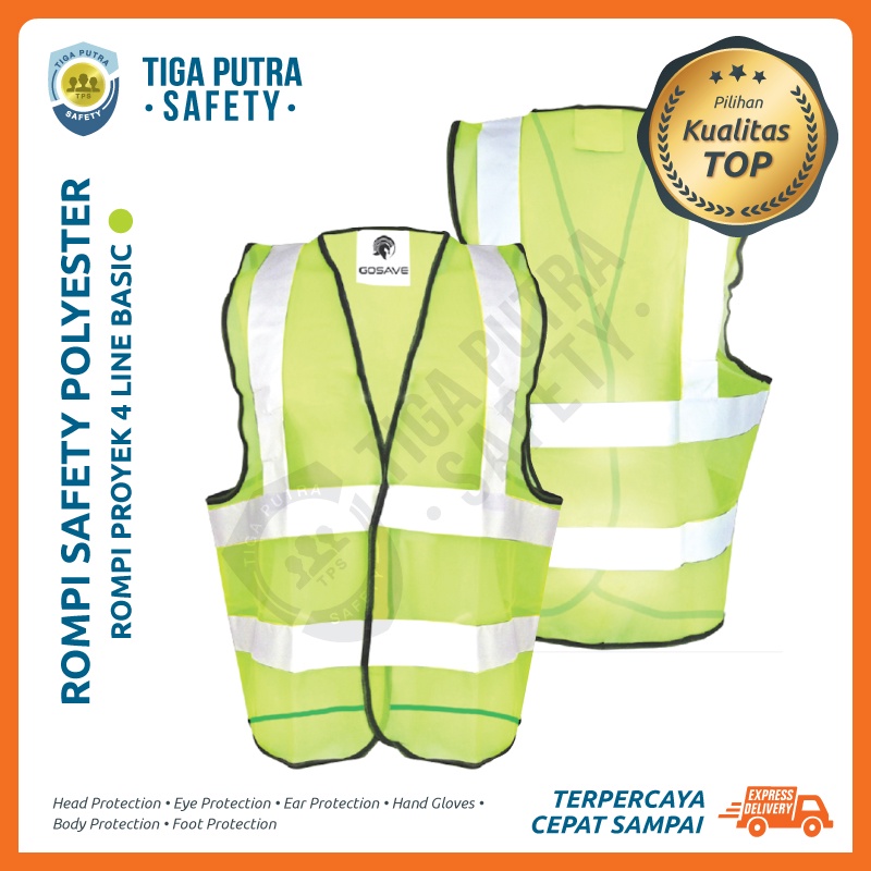 Jual Rompi Safety Proyek Polyester Hijau / Vest Basic 4 Scotlight ...
