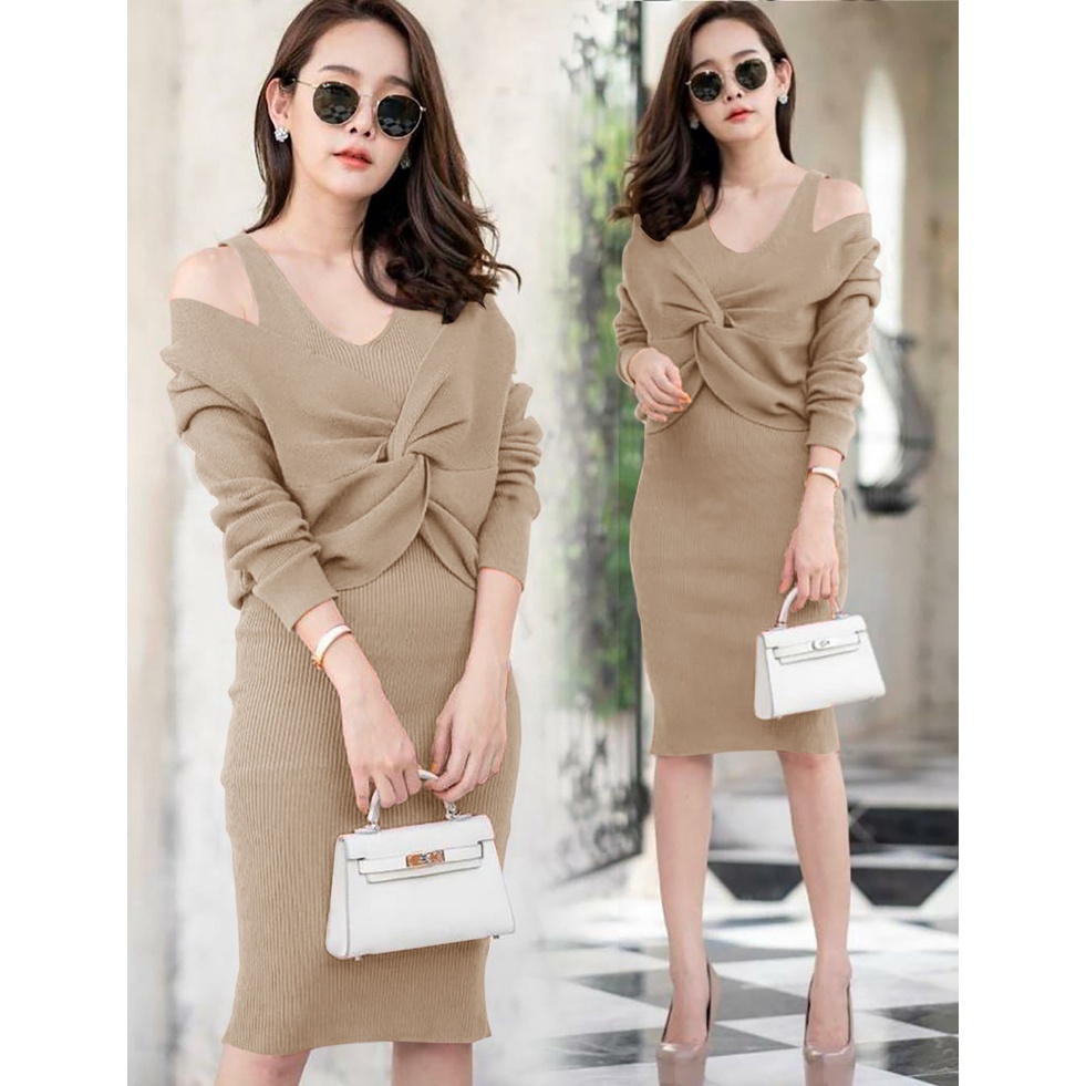 Jual WSE390 - Set Rajut 2in1 Abigail Outer dan Dress UK Fit L To XL LD 100 CM - 110 CM PJ 93 CM ...