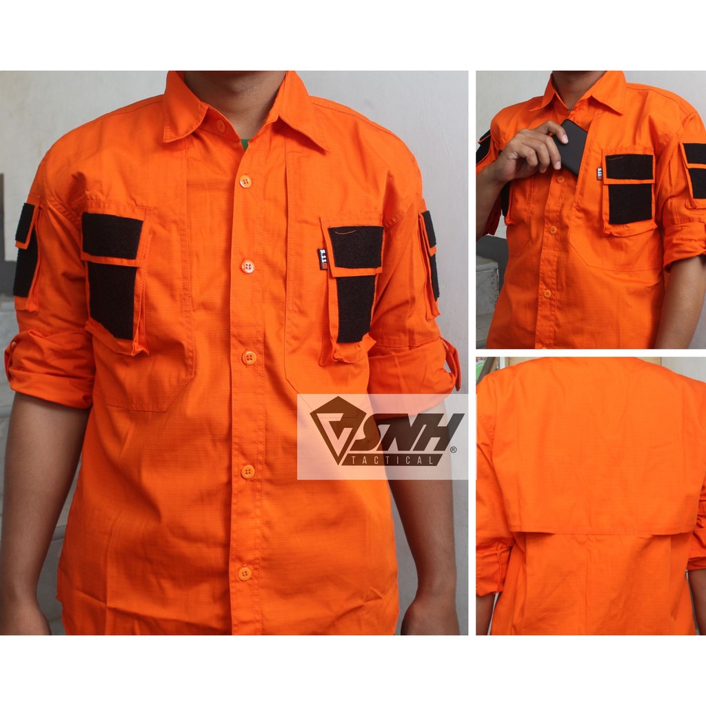Jual Kemeja Lapangan 511 Panjang / Kemeja Damkar / Kemeja Tim Sar [Oren ...