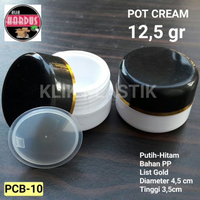 Jual POT CREAM 12,5 GR PUTIH HITAM/TEMPAT KRIM/KEMASAN KOSMETIK/BOTOL ...