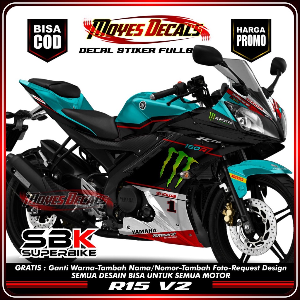 Jual Decal Stiker Full Body R15 V2 / Sticker Yamaha R15 V2 Monster ...