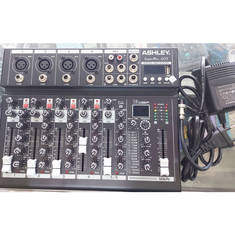 Jual MIXER ASHLEY 6 CHANNEL SUPER MIX-602 BLUETOOTH EFFECT REVERB ORIGINAL | Shopee Indonesia