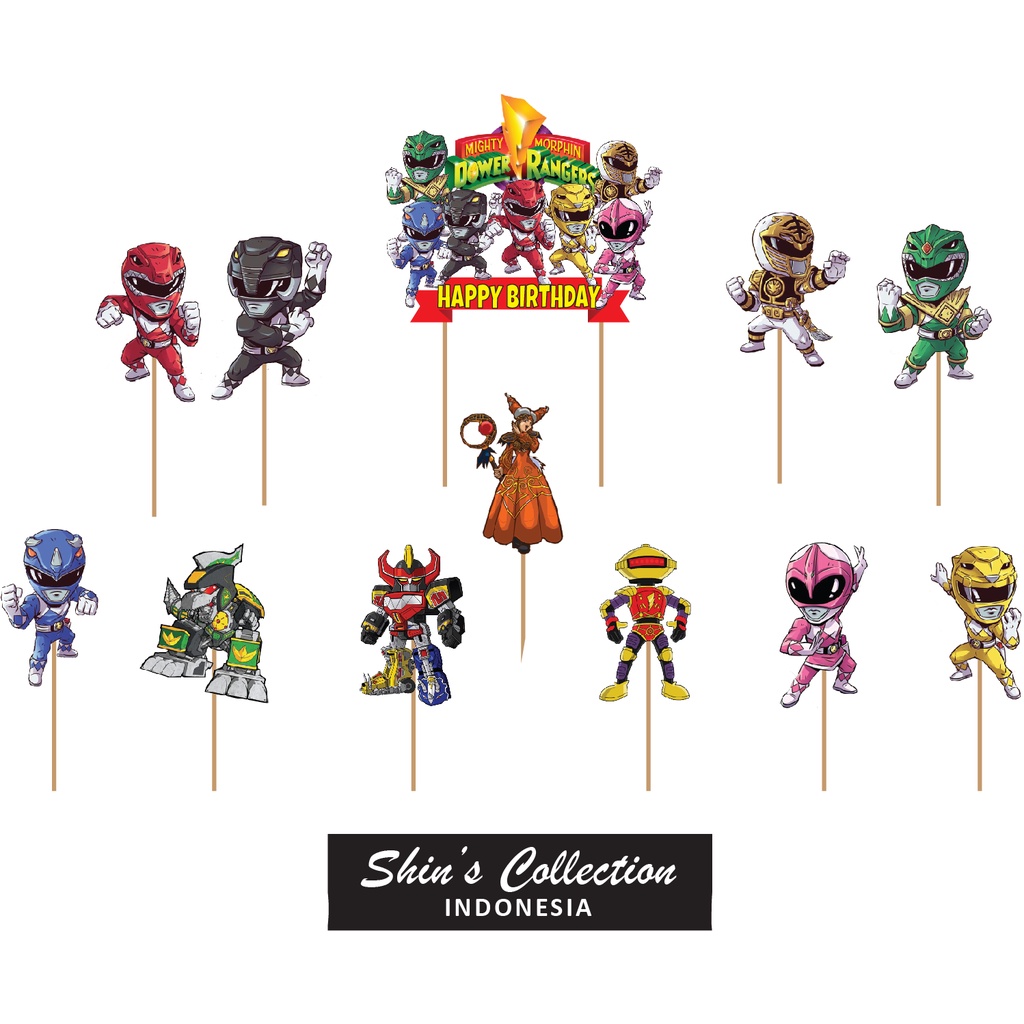 Jual Cake Topper Power Ranger Mighty Morphin (1 set isi 11 pcs ...