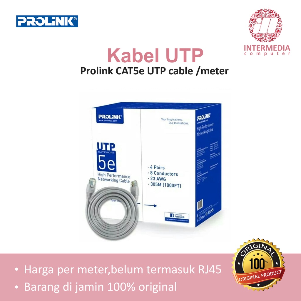 Jual Kabel UTP Prolink CAT 5E Per meter | Shopee Indonesia