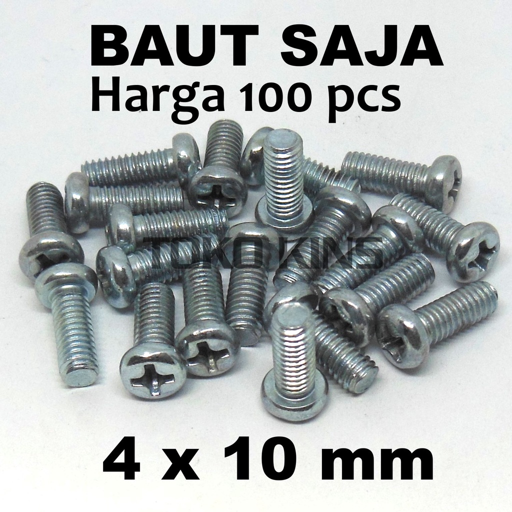 Jual JP M4 x 10 per 100 pcs Baut kepala obeng plus 4mm 4 x 10mm ...
