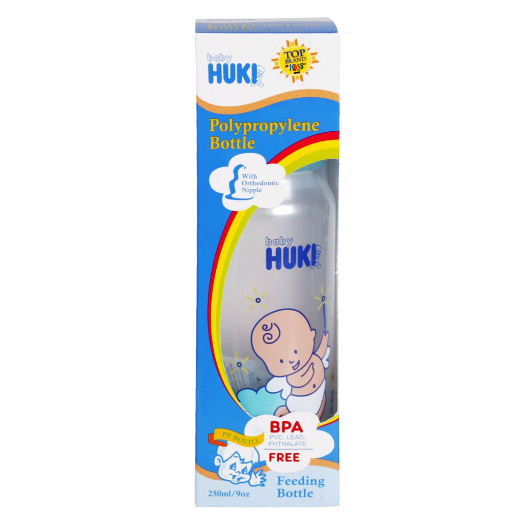 Jual Huki PP Orthodontic Nipple 250 ml dengan nipple gepeng / Bottle ...