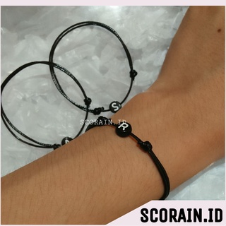 Jual [INSIAIL MANIK BULAT HITAM] GELANG TALI HITAM POLOS INISIAL NAMA ...