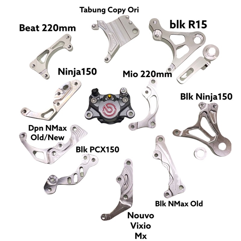 Jual BREKET Kaliper 2PISTON 85mm Pitch Brcmbo Nis5in KTC Disc Brake Adapter Mio Beat Nouvo Wave ...