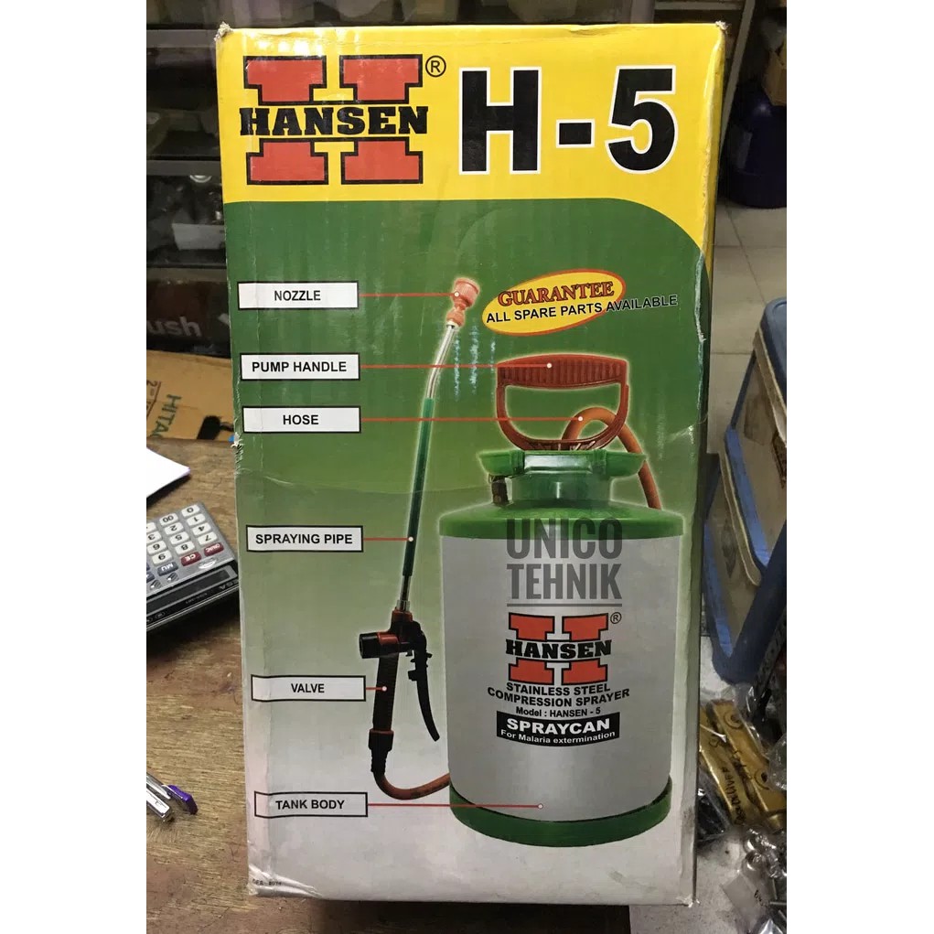 Jual Sprayer penyemprot hama H-5 HANSEN 5liter stainless steel | Shopee ...