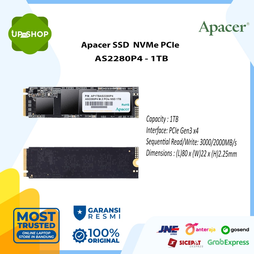 Jual Apacer SSD M.2 NVMe PCIe Gen 3x4 AS2280P4 1TB | Shopee Indonesia