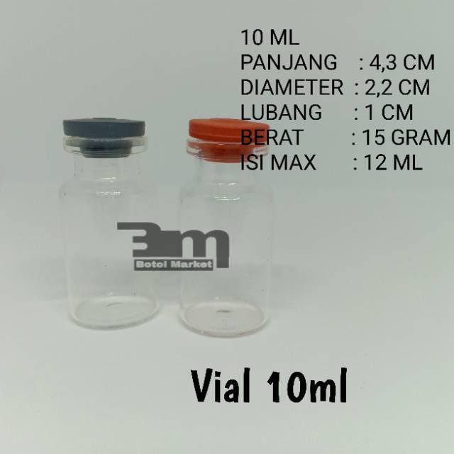 Jual Botol kaca 10ml vial tutup karet rubber stopper | Shopee Indonesia