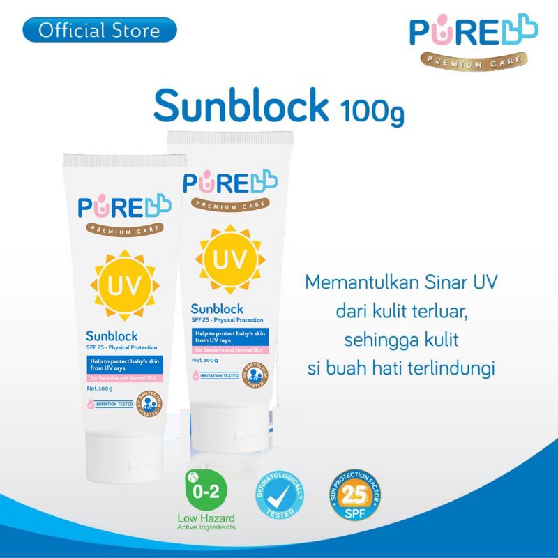 Jual PURE SUNBLOCK 100GR SUNBLOCK BAYI | Shopee Indonesia