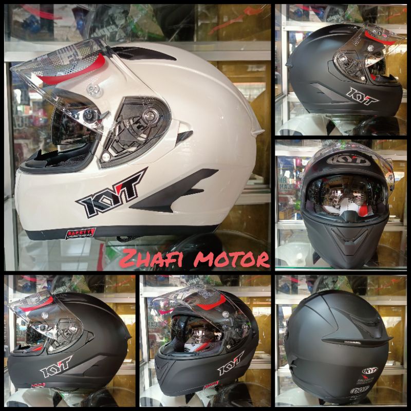 Jual HELM KYT FALCON FR SOLID BLACK DOF DAN WHITE ORIGINAL 100% SNI-DOT ...