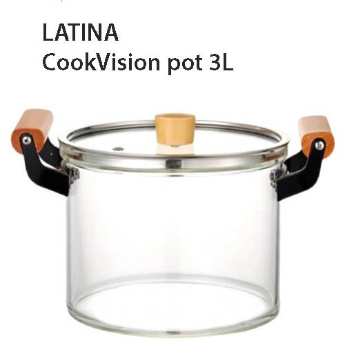 Jual Latina Cook Vision 3L Glass Cooking Ware Wood Handle + Cover ...