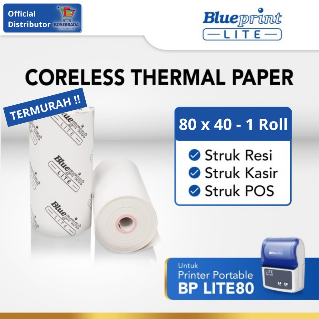 Jual BLUEPRINT LITE - Kertas Struk Thermal Paper 80x40 mm | Shopee ...