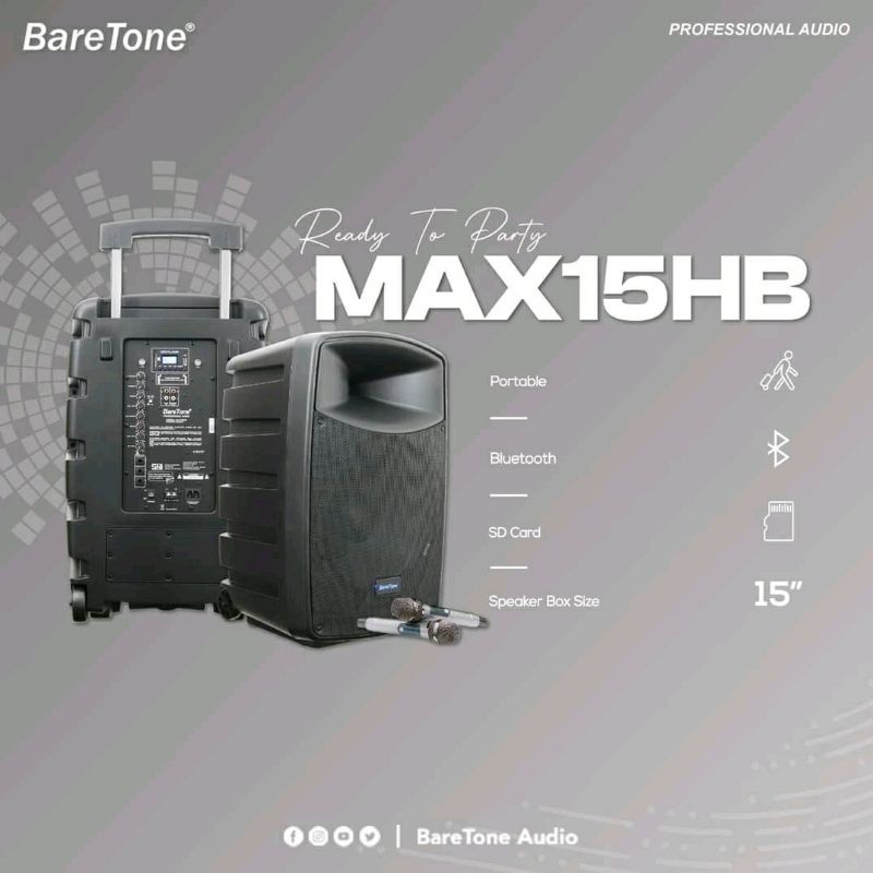 Jual speaker spiker portable meeting Baretone max15hb max 15hb max 15 ...