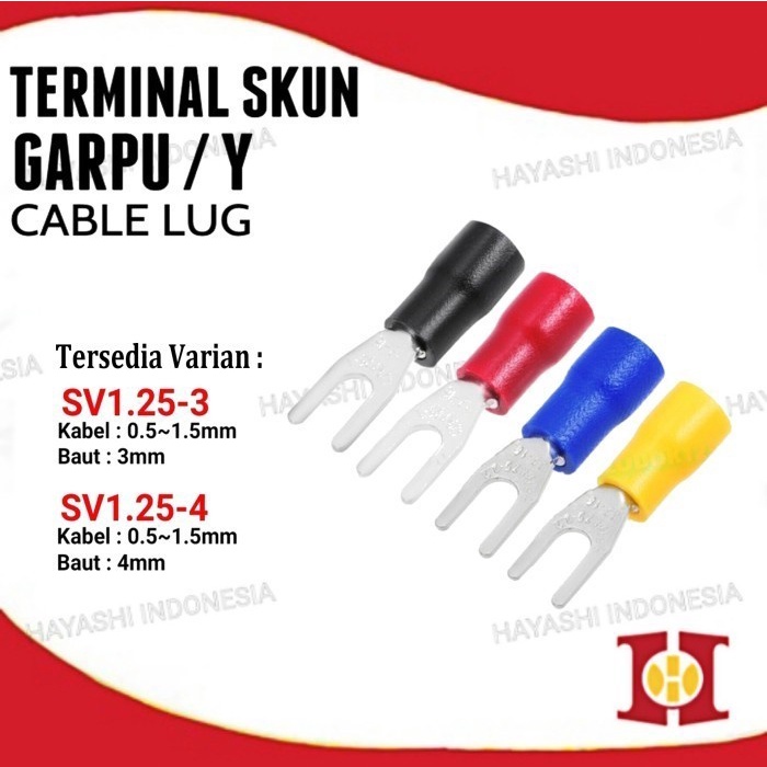 Jual Kabel Sekun Y Fork Isolasi SV1.25-3 1.25-4 Cable Lug Terminal Sekun | Shopee Indonesia