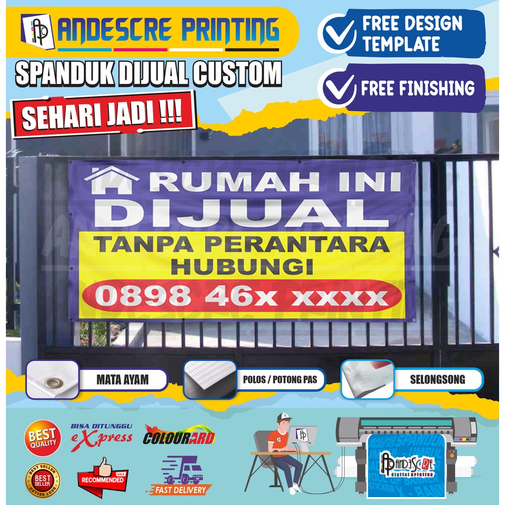 Jual Spanduk / Banner Dijual - Free Desain & Free Finishing | Shopee ...
