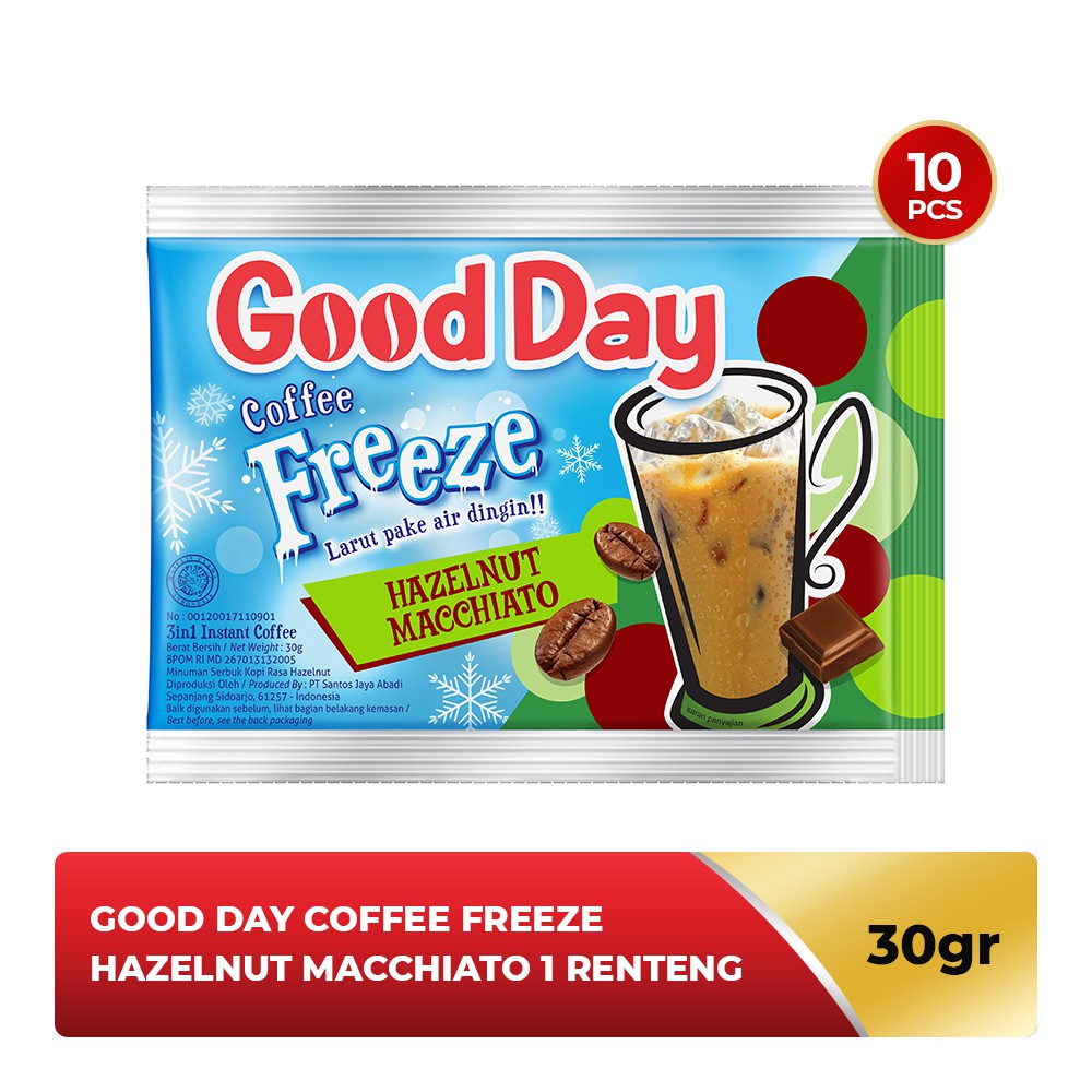 Jual GOOD DAY Coffee Freeze HazelNut Macchiato 1 Pack (10 x 30 gr ...