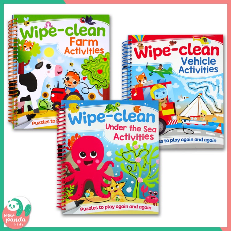Jual Wipe-Clean Vehicle / Under the Sea / Farm Activities Book (Puzzles ...