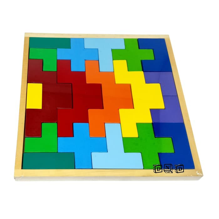 Jual Mainan Edukasi Anak Balok Bangun Tetris Kayu Pelangi Wooden Block ...