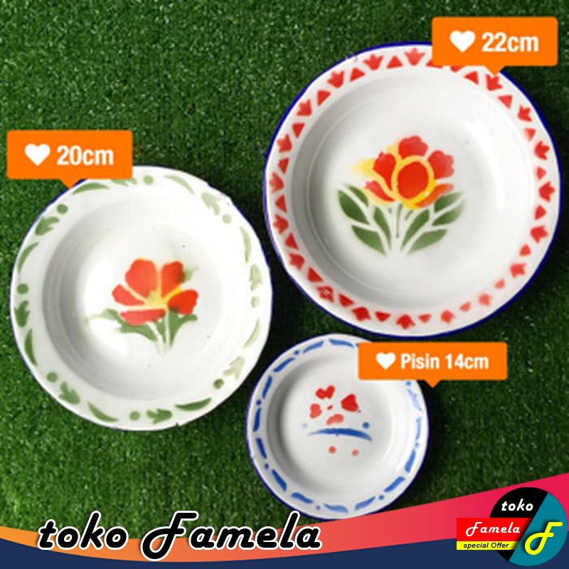 Jual Piring Seng / Piring Enamel Motif Kembang | Shopee Indonesia