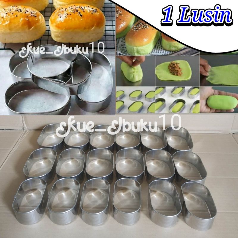 Jual 12 Pcs ring roti oval / ring burger/ ring cutter stainless Cetakan ...