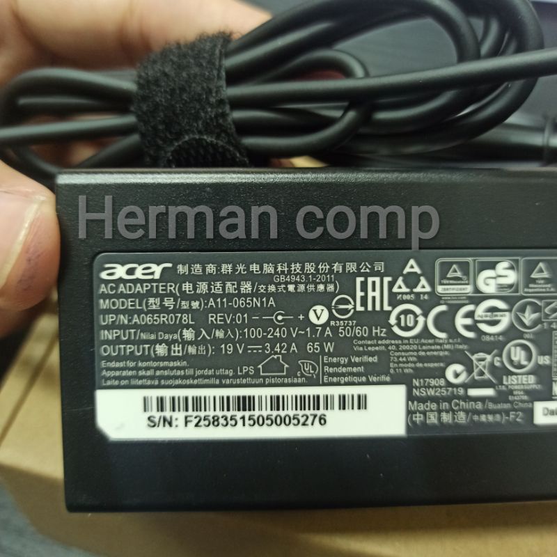 Jual Original Charger/Adaptor Acer Aspire A11-065N1A 19V 3.42A DC 5.5*1.7mm | Shopee Indonesia