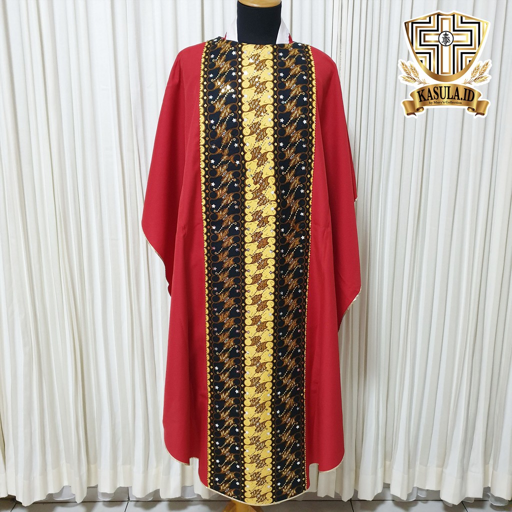 Jual Kasula Chasuble Jubah Romo Katolik Batik Merah 1 (Palma, Jumat ...