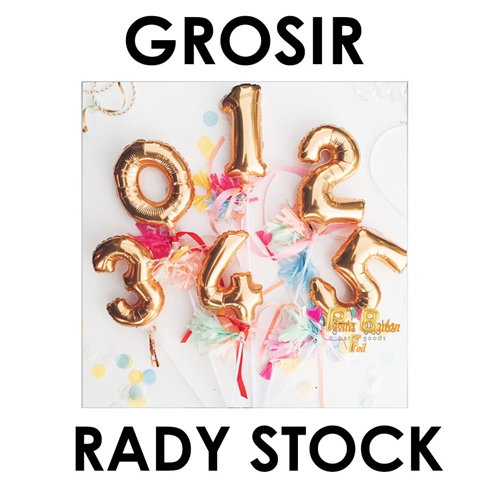 Jual JUAL GROSIR/PAK/ANGKA BALON ANGKA FOIL GOLD UKURAN 40CM | Shopee ...
