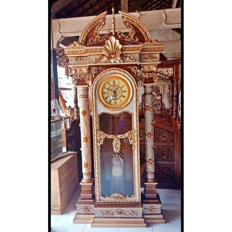 Jual Lemari Jam Hias Ruangan Ukir Jepara Kayu Jati Mewah | Shopee Indonesia