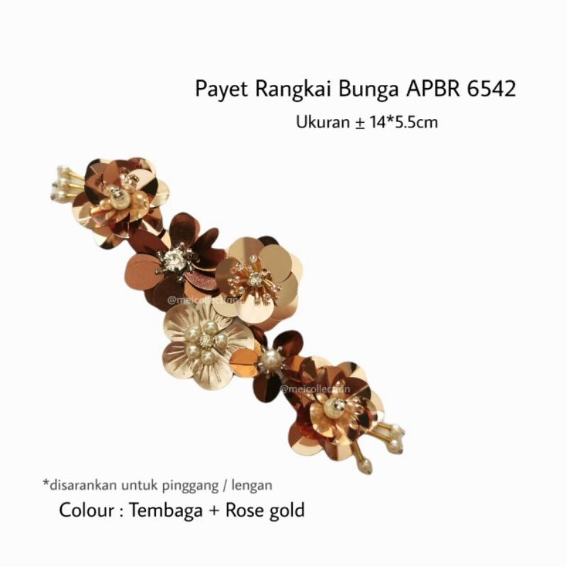 Jual bunga 3d payet APBR 6542 tembaga rose gold bunga jahit | Shopee ...