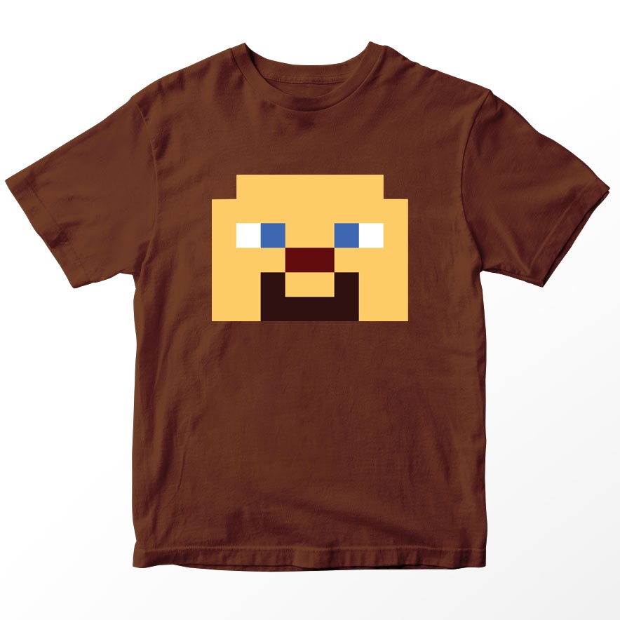 Jual Kaos Minecraft Anak Gambar Steve, Warna Coklat, Umur 1-10 Tahun ...