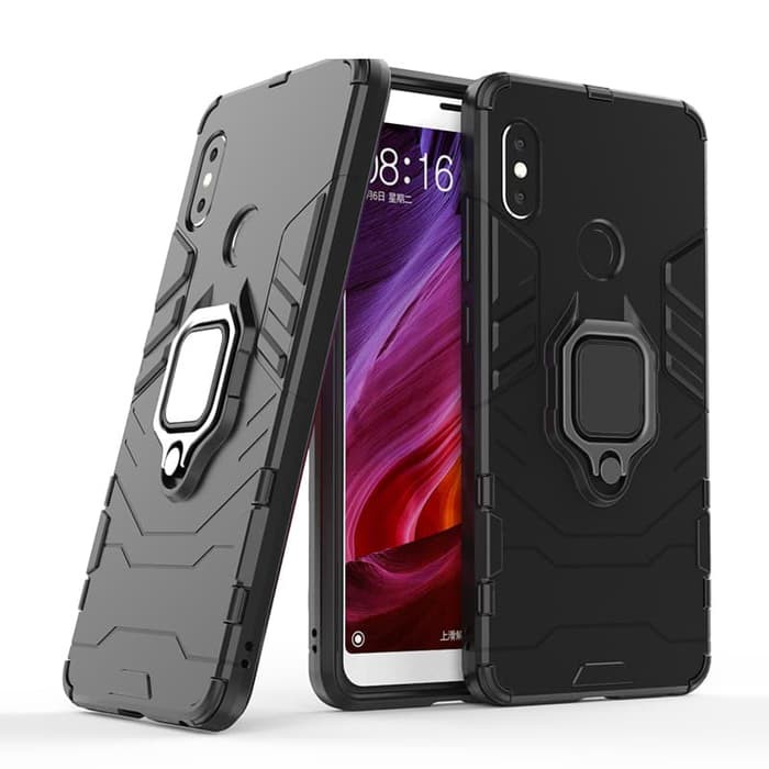 Jual Xiaomi Redmi Note 5 - Pro Black Panther Slim Standing Ring Armor ...