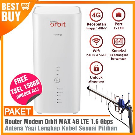 Jual PAKET WIFI ROUTER MODEM ORBIT MAX B818 + Antena Yagi Grid 4G ...